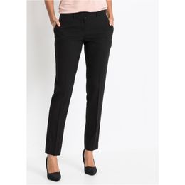 bonprix Damen Anzughose, schwarz, Gr. 48, gepflegt, unifarben, Web, Obermaterial: 76% Polyester, 22% Viskose, 2% Elasthan, Hosen, Slim fit Passform,