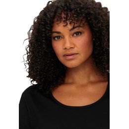 sheego Damen 3/4-Arm-Shirt im geraden, l&auml;ngeren Schnitt, schwarz, Gr&ouml;&szlig;e 56/58
