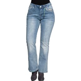 sheego by Joe Browns Damen Bootcut-Jeans im Used-Look, light blue-denim, Gr&ouml;&szlig;e 29
