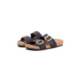 Tommy Hilfiger Damen Pantolette "TH CLASSIC CORK SANDAL LEATHER", Gr. 38schwarz, Nappaleder, unifarben, Schuhe, Sommerschuh, Schlupfschuh, Flat mit