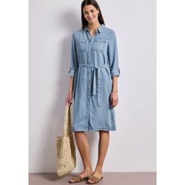 Street One Damen Midikleidlight blau soft wash, Gr. 42, unifarben, Jeans, 100% Lyocell, Kleider, knielang