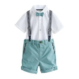 Baker By Ted Baker Set: Hemd, Shorts und Hosentr&auml;ger Jungen Gr&ouml;&szlig;e 116 gr&uuml;n / wei&szlig;