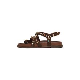 Derimod Zehentrenner Damen Gr&ouml;&szlig;e 40 t&uuml;rkis / dunkelbraun / gold / orange