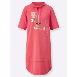 WITT Damen Jerseykleid mit halsfernem Stehkragen, koralle, Gr&ouml;&szlig;e 38