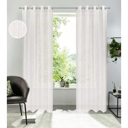 Gardine OTTO HOME, B:135cm H:245cmtaupe, Polyester, Wohnzimmer, Gardinen, "Marric", halbtransparent, Leinenoptik mit Streifen, verschiedene Gr&ouml;&szlig;en