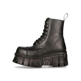 New Rock Damen Plateaustiefelette "Plateau Ankle Boots M-NEWMILI083-S39", Gr. 45schwarz, Obermaterial: 100% Rindnappaleder CNA., Schuhe,