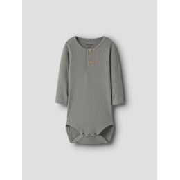 name it M&auml;dchen Langarmbody "NBMKAB LS BODY NOOS", Gr. 56, grau, Feinripp, Obermaterial: 57% Baumwolle, 38% Modal, 5% Elasthan, unifarben, Bodys