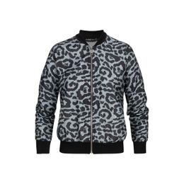 CLOUD 5IVE Damen Bomberjacke "CLOUD 5IVE Blouson Bomber-Jacket with leo print", grau, Gr. XXL, mehrfarbig, 95% Polyester, 5% Elasthan, Jacken