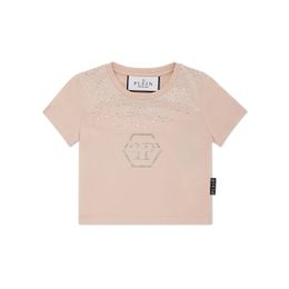 Philipp Plein Damen T-Shirt "Hexagon Verziert", beige, Gr. 6, Obermaterial: 100% Baumwolle, Shirts