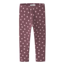 name it M&auml;dchen Leggings "NMFDAVINA SWEAT FLEECE LEGGING", rosa, Gr. 122, bedruckt, Jersey, Obermaterial: 66% Polyester, 30% Baumwolle, 4% Elasthan,