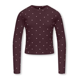 KIDS Only M&auml;dchen Langarmshirt "KOGBELLA LIFE AOP L/S TOP JRS NOOS"winetasting detail:hearts, cloud dancer, Gr. 158, bedruckt, Jersey, Obermaterial: