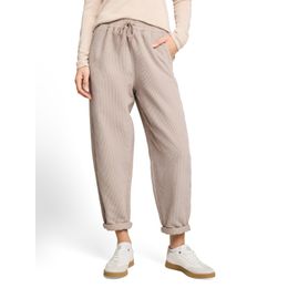 Damen Stoffhose, beige, Gr. XL, Tom Tailor Denim, unifarben, Web, Obermaterial: 100% Polyester, Hosen, mit feiner Struktur und elastischem Bund