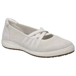 Josef Seibel Damen Riemchenballerina "Caren 67", Gr. 43, wei&szlig;, Leder, Textil, Schuhe, Slipper, Sneaker, Schlupfschuh mit Leder Einsatz an der Ferse
