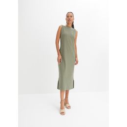 bonprix Damen Jerseykleid, gr&uuml;n, Gr. 52, Jersey, Obermaterial: 95% Baumwolle, 5% Elasthan, Kleider, aus Rippjersey, mit rundem geripptem