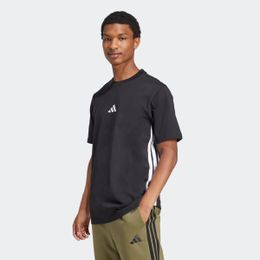 Herren T-Shirt "ESSENTIALS 3-STREIFEN SINGLE JERSEY", schwarz-wei&szlig;, Gr. S, adidas Sportswear, Obermaterial: 100% Baumwolle, Shirts, mit
