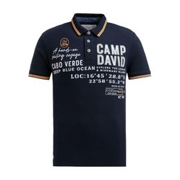 CAMP DAVID Shirt male size 4XL Navy / Light orange / White