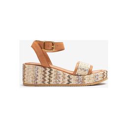 Unisa Leder-Keilsandaletten in Hellbraun - 44% | Gr&ouml;&szlig;e 37 | Damen-sandalen