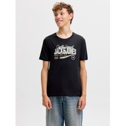 Jack & Jones Kinder Rundhalsshirt "JJELOGO TEE SS O-NECK 2 COL AW26 SN JNR", schwarz, Gr. 152, JACK & JONES JUNIOR, bedruckt, Single Jersey, Obermaterial: 100%