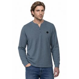 Street One MEN Herren Langarmshirtvintage blau, Gr. XL, unifarben, Web, Obermaterial: 65% Baumwolle, 34% Polyester, 1% Viskose, Shirts, im Melange