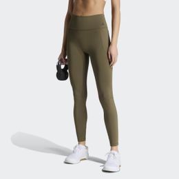 Damen Trainingstights "OPTIME WORKOUT FULL LENGTH LEGGINGS", gr&uuml;n, Gr. M, adidas Performance, Obermaterial: 73% Polyester, 27% Elasthan, Hosen