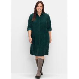 sheego Damen Hemdblusenkleid, Gr&uuml;n, Gr. 46, Einfarbige Kleider, 100% Baumwolle