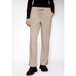 Damen Jogger Pants, beige, Gr. 44, STREET ONE STUDIO, unifarben, Stoff, 69% Polyester, 27% Viskose, 4% Elasthan, Hosen, Middle Waist
