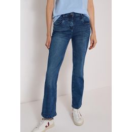 Cecil Damen Bootcut-Jeans "Style Toronto", blau, Gr. 29, unifarben, Denim/Jeans, Obermaterial: 78% Baumwolle, 20% Polyester, 2% Elasthan. Futter: 52%