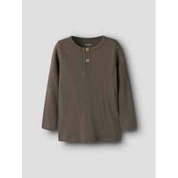 name it Jungen Langarmshirt "NMMKAB LS TOP NOOS", braun, Gr. 122, unifarben, Feinripp, Obermaterial: 57% Baumwolle, 38% Modal, 5% Elasthan, Shirts,