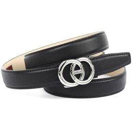 Anthoni Crown Damen Lederg&uuml;rtel, schwarz, Gr. 105, unifarben, Leder, G&uuml;rtel, Stufenloser Lederg&uuml;rtel