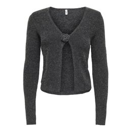 Only Damen Strickjacke "ONLRICA LS RIB FLOWER CARDI CC KNT"dunkelgrau melange detail:dtm flower, Gr. XS, Strick, Obermaterial: 93% Polyester, 4%