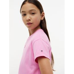 Tommy Hilfiger M&auml;dchen T-Shirt, pink, Gr. 86, unifarben, Single Jersey, Obermaterial: 100% Baumwolle, Shirts, Regular Fit, Rundhalsausschnitt, reine