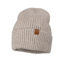 MaxiMo Jungen Strickm&uuml;tze, beige, Gr. 55, unifarben, Strick, Materialmix, M&uuml;tzen, doppelt gestrickt, ungef&uuml;ttert, breiter Umschlag