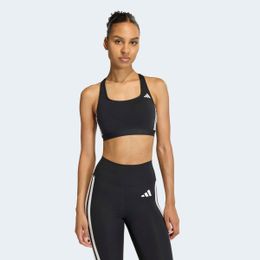 Damen Sport-BH "OPTIME ESSENTIALS WORKOUT 3-STREIFEN MEDIUM SUPPORT BH", adidas Performance, Gr. S, schwarz, Obermaterial: 85% Polyester, 15%