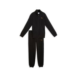 Puma M&auml;dchen Trainingsanzug "ESS TAPE FULL-ZIP SWEAT SUIT FL G", schwarz, Gr. 128, bedruckt, Fleece, Obermaterial: 66% Baumwolle, 34% Polyester,