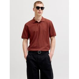 Jack & Jones JACK & JONES Herren Poloshirt "JJEAUSTIN POLO SS NOOS", braun, Gr. S, bestickt, unifarben, Jersey, Obermaterial: 58% Polyester, 39% Baumwolle, 3%