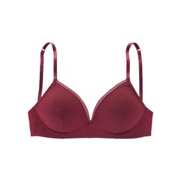 s.Oliver Damen Bralette-BH "Fabienne", Gr. 80, rot, Spitze, Obermaterial: 46% Polyamid, 43% Polyester, 11% Elasthan, BHs, ohne B&uuml;gel aus graphischer