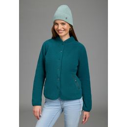 Polarino Damen Fleecejackegr&uuml;n petrol, Gr. 32, Fellimitat, unifarben, Fleece, Obermaterial: 100% Polyester, Jacken, aus Teddy-Fleece, &Uuml;bergangsjacke