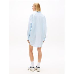 Tommy Jeans Damen Hemdblusenkleid "TJW LINEN SHIRT DRESS EXT"light powdery blau, stripe, Gr. XL, gestreift, Web, Obermaterial: 55% Leinen, 27%