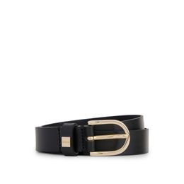 BOSS Damen Lederg&uuml;rtel "Scarlet B. 2,5cm N-R", schwarz, Basic, Gr. 80, unifarben, Leder, G&uuml;rtel, mit goldfarbener Schliesse und BOSS-Logo auf der
