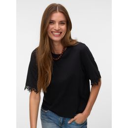 V&eacute;ro Moda VERO MODA Damen Rundhalsshirt "VMLYLA SS O-NECK TOP JRS"schwarz, Gr. XS, unifarben, Jersey, Obermaterial: 100% Baumwolle, Shirts, Baumwolle, regular