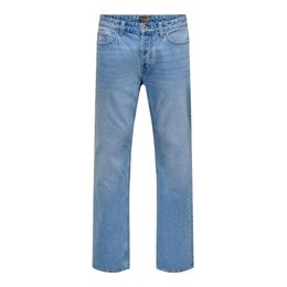 Only & Sons ONLY & SONS Herren Straight-Jeans "ONSEDGE STRAIGHT BOX PIM DNM CIFF"medium blau denim, Gr. 28, clean, Denim/Jeans, Obermaterial: 100% Baumwolle,