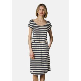 Ragwear Damen Shirtkleid "Lilithe YOUMODO"navy, Gr. XL, Obermaterial: 50% Baumwolle, 50% Modal, Kleider, Sommerkleid mit Alloverprint und Flechtg&uuml;rtel