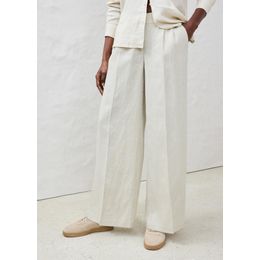 bonprix Damen Bundfaltenhose, beige, Gr. 50, Obermaterial: 100% Leinen, Hosen, aus Leinen, strapazierf&auml;higes Material, Loose Fit, mit Knittereffekt