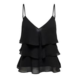 Only Damen Tr&auml;gertop "ONLLINN LIFE FLOUNCE SINGLET WVN NOOS", schwarz, Gr. XL, unifarben, Web, Obermaterial: 100% Polyester, Tops, Kunstfaser,