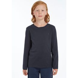 Tommy Hilfiger Jungen Langarmshirt "BOYS BASIC CN KNIT L/S", blau, Basic, Gr. 7, Obermaterial: 100% Baumwolle, Shirts, Kinder Kids Junior MiniMe,f&uuml;r
