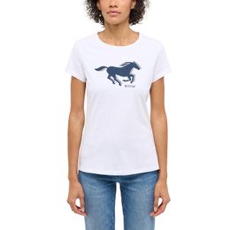Mustang Damen Kurzarmshirt "Damen Style Loa", wei&szlig;, Gr. XL, Jersey, 100% Baumwolle, Shirts