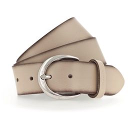 Tamaris Damen Lederg&uuml;rtel "Charlotte Silver", beige, Gr. 120, unifarben, Leder, G&uuml;rtel, mit halbrunder Dornschlie&szlig;e in poliertem Silber, 4 cm breit