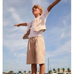 IDO M&auml;dchen Shorts "BOY SUMMER TROUSERS", beige, Gr. 176, 55% Leinen, 43% Baumwolle, 2% Elasthan, Hosen