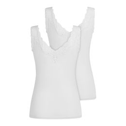 Nina von C. Damen Achselhemd "2er Pack Damen Achselhemd Romance", Gr. 46, wei&szlig;, Obermaterial: 95% Modal CMD. 5% Elasthan EL., Unterhemden