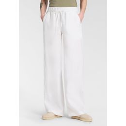 MAC Damen Leinenhose "CHIARA BELT", wei&szlig;, Gr. 38, Obermaterial: 100% Leinen, Hosen, Sommerhose Wide Fit, mit geradem, weitem Bein